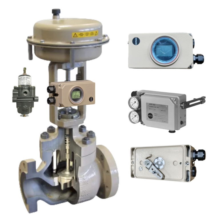Yellow Control Valve Samson Pneumatic Ball Valve And Samson 3730-3/4763 ...